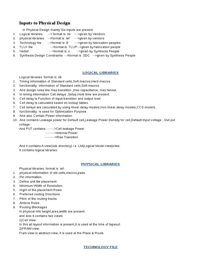 Inputs To Physical Design: Logical Libraries | PDF | Electronic Design ...
