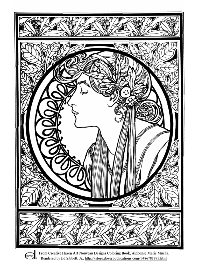 From Creative Haven Art Nouveau Designs Coloring Book, Alphonse Marie ...