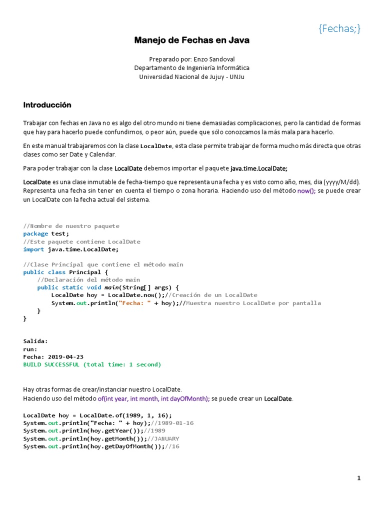 Manejo de Fechas en Java Con LocalDate y ChronoUnit | PDF | Java (lenguaje de programación ...