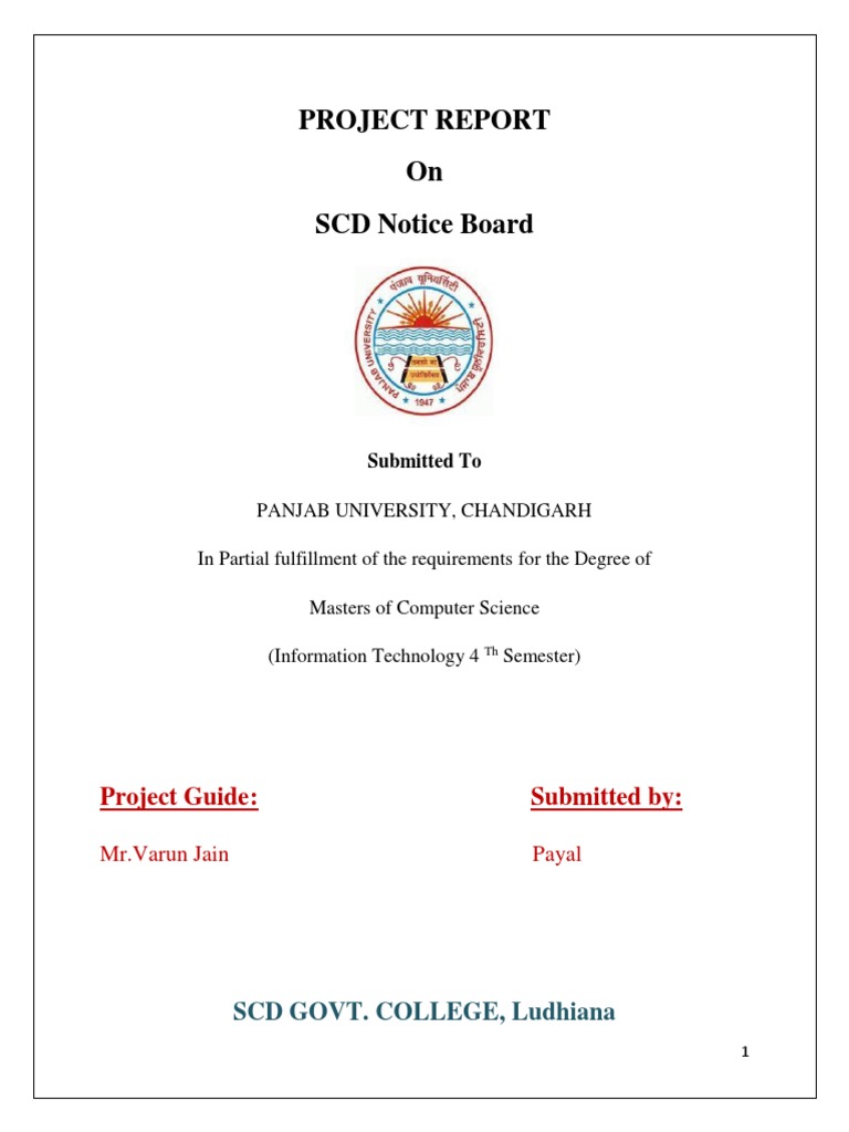 Project Report On SCD Notice Board: Project Guide: Submitted by | PDF ...