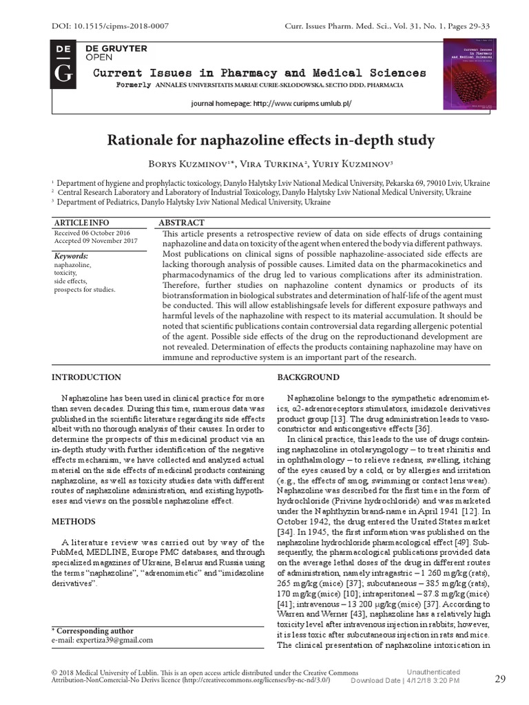 Rationale For Naphazoline Effects In-Depth Study | PDF | Medicine ...