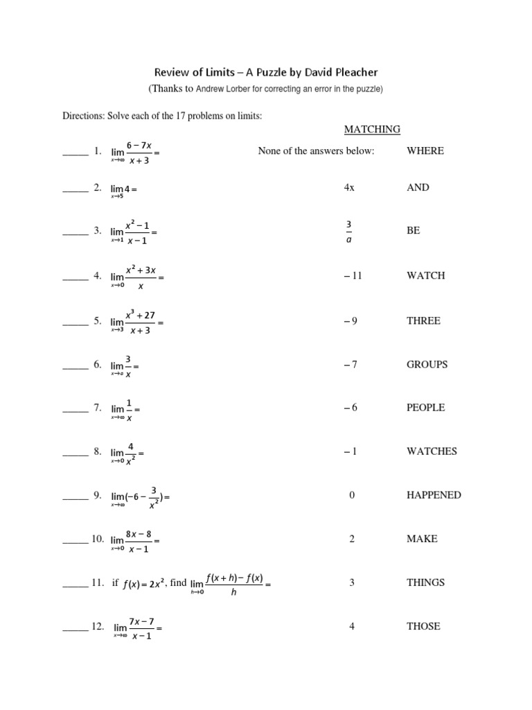 Limits | PDF | Leisure | Teaching Mathematics