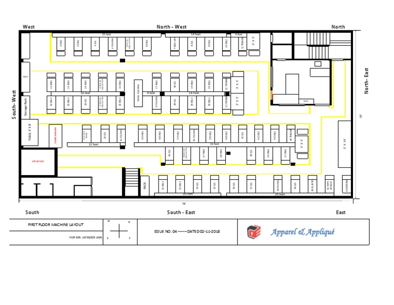 Sewing Floor Machine Layout | PDF | Textile Arts | Crafts