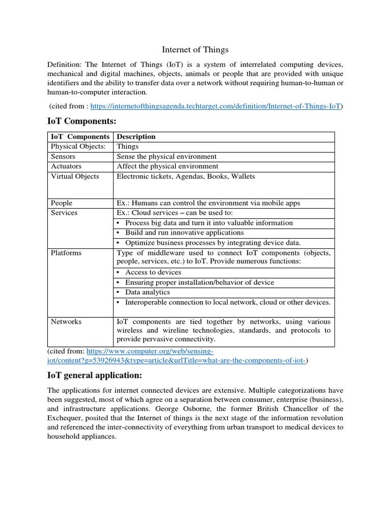 Iot Components:: Internet of Things | PDF | Internet Of Things | Computing