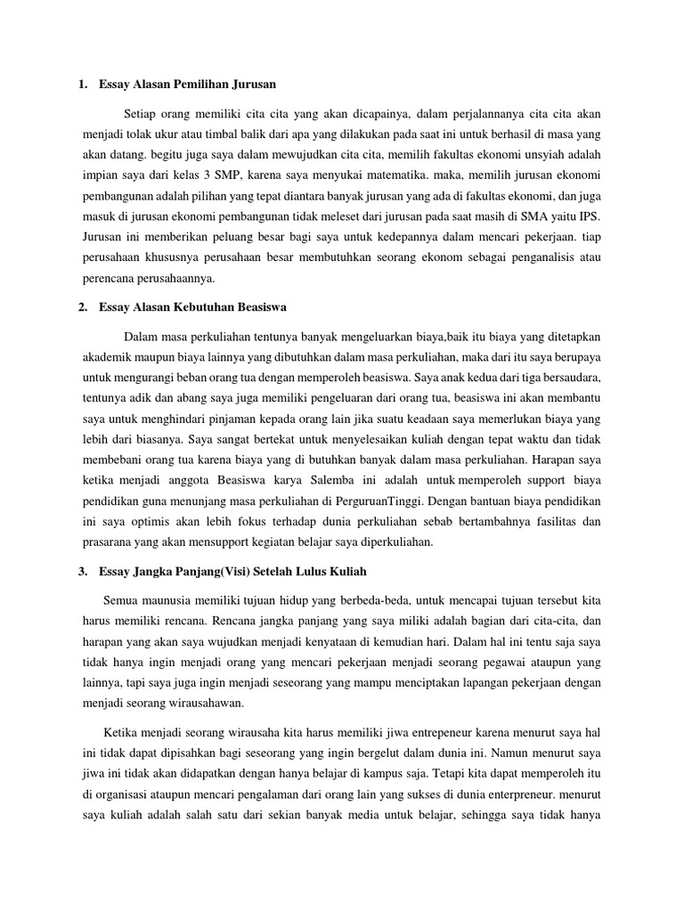 Essay Alasan Mengikuti Beasiswa - Perumperindo.co.id