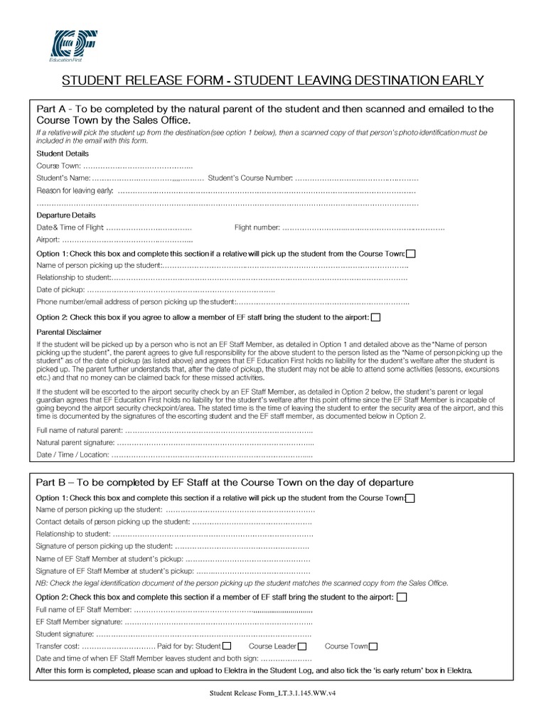 Student Release Form | PDF