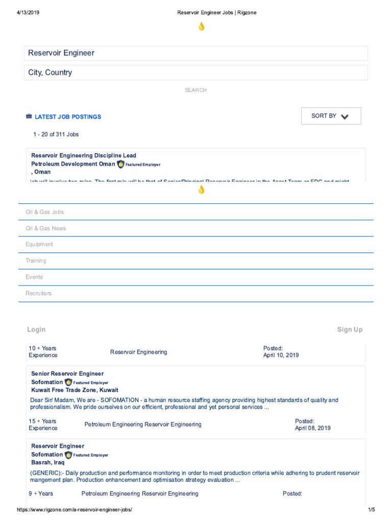Reservoir Engineer Jobs - Rigzone | PDF