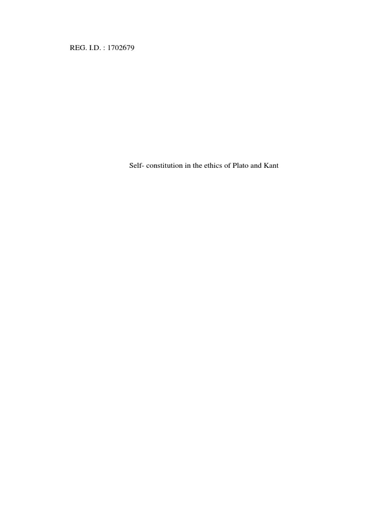 Self - Constitution in The Ethics of Plato and Kant | PDF | Reason ...