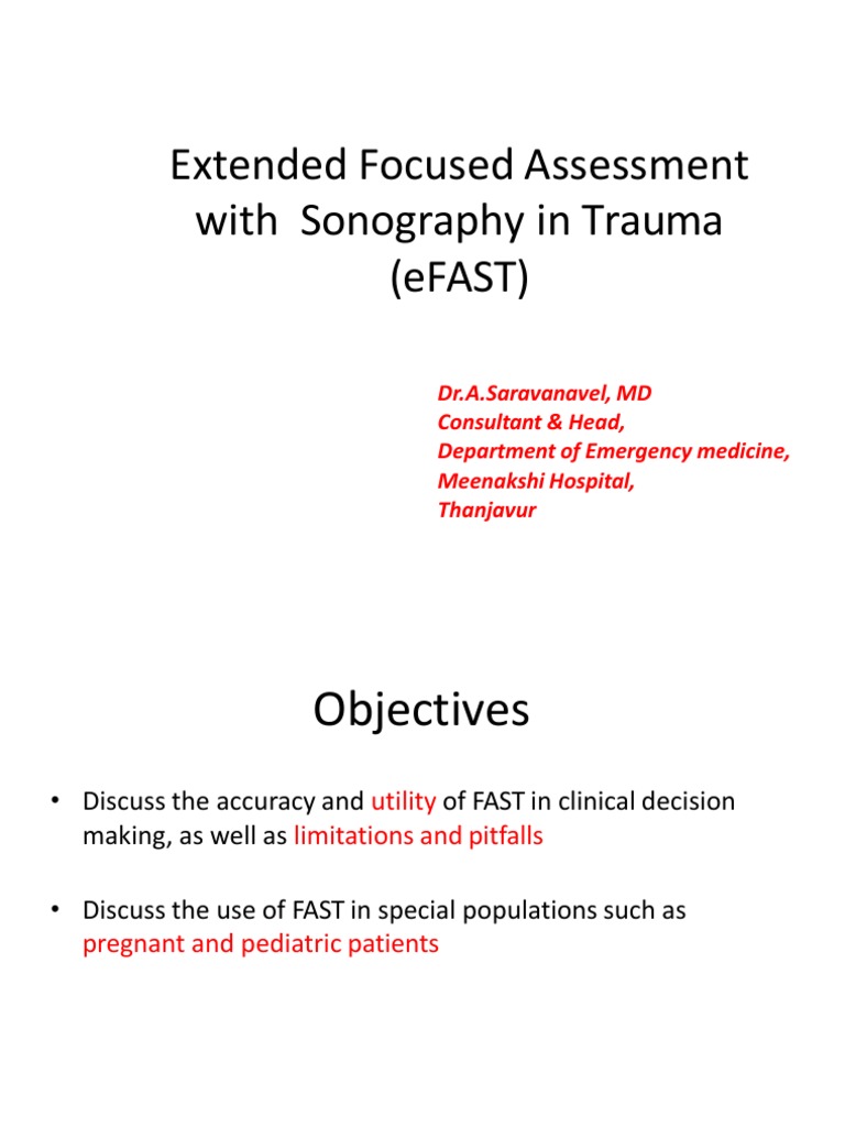 Extended Focused Assessment With Sonography in Trauma (eFAST) | PDF ...