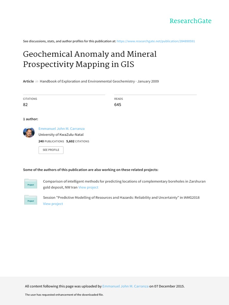 Geochemical Anomaly and Mineral Prospectivity Mapping in GIS | PDF ...