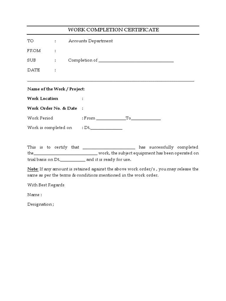 Work Completion Certificate | PDF | Career & Growth