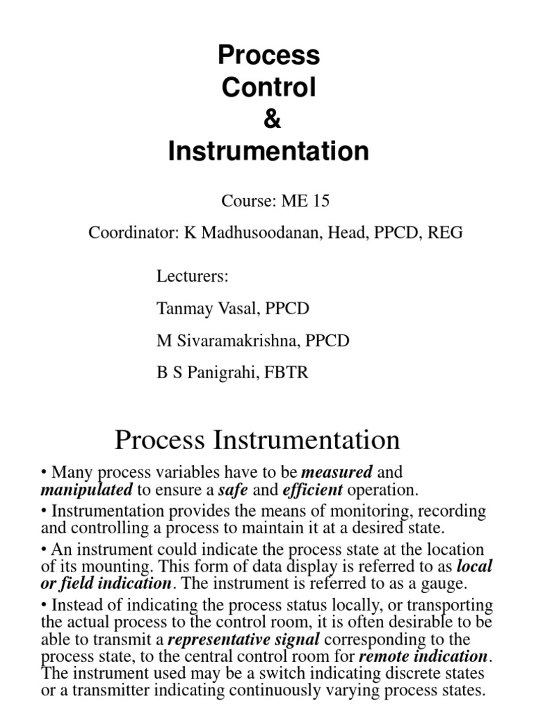 Process Control & Instrumentation | PDF | Accuracy And Precision | Instrumentation