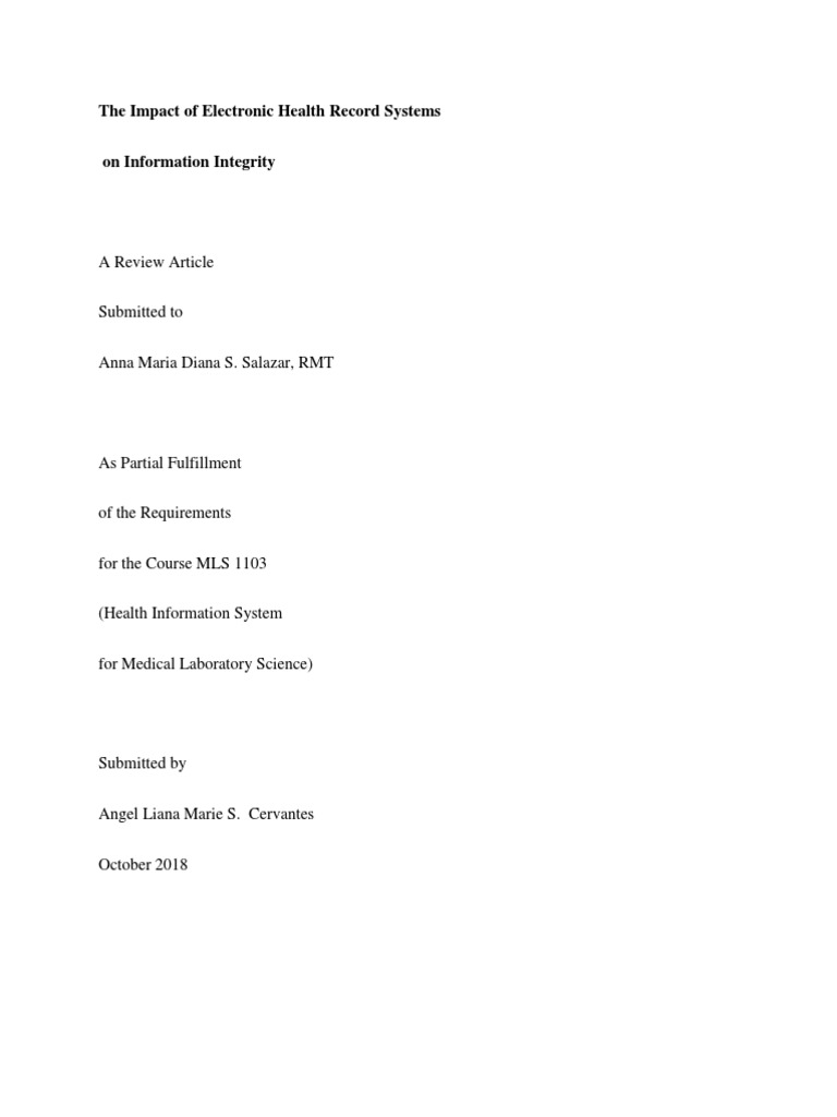 EHR Systems and Information Integrity | PDF