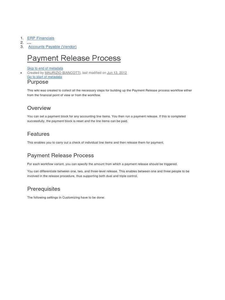 SAP Vendor Payment Release | PDF | Payments | Invoice