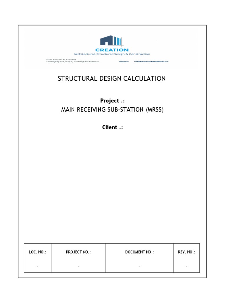 Structural Design Calculation: Main Receiving Sub-Station (MRSS) | PDF ...