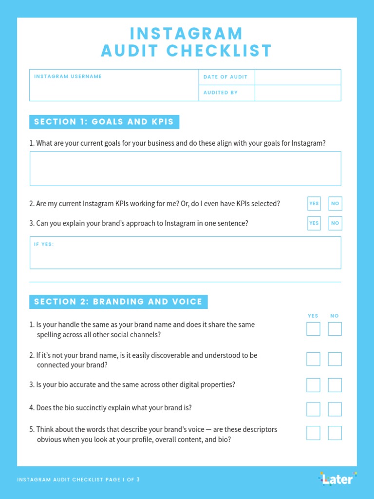 Instagram Audit Checklist Guide | PDF | Hashtag | Communication