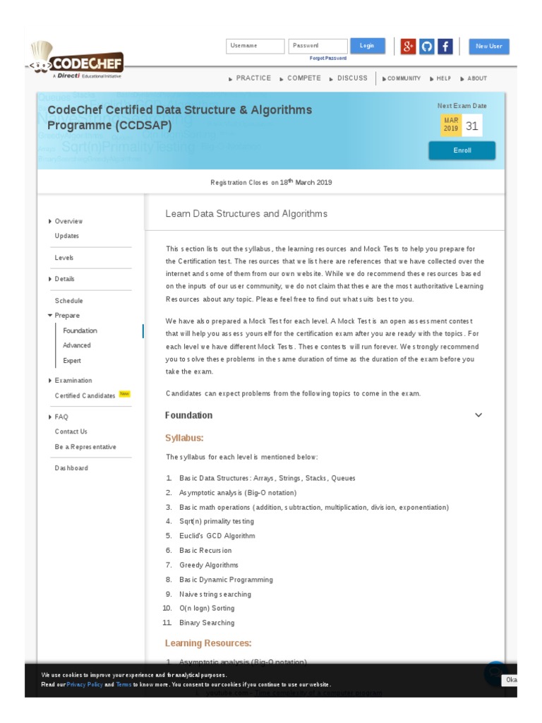 Codechef Com Certification Data Structures And Algorithms Prepare
