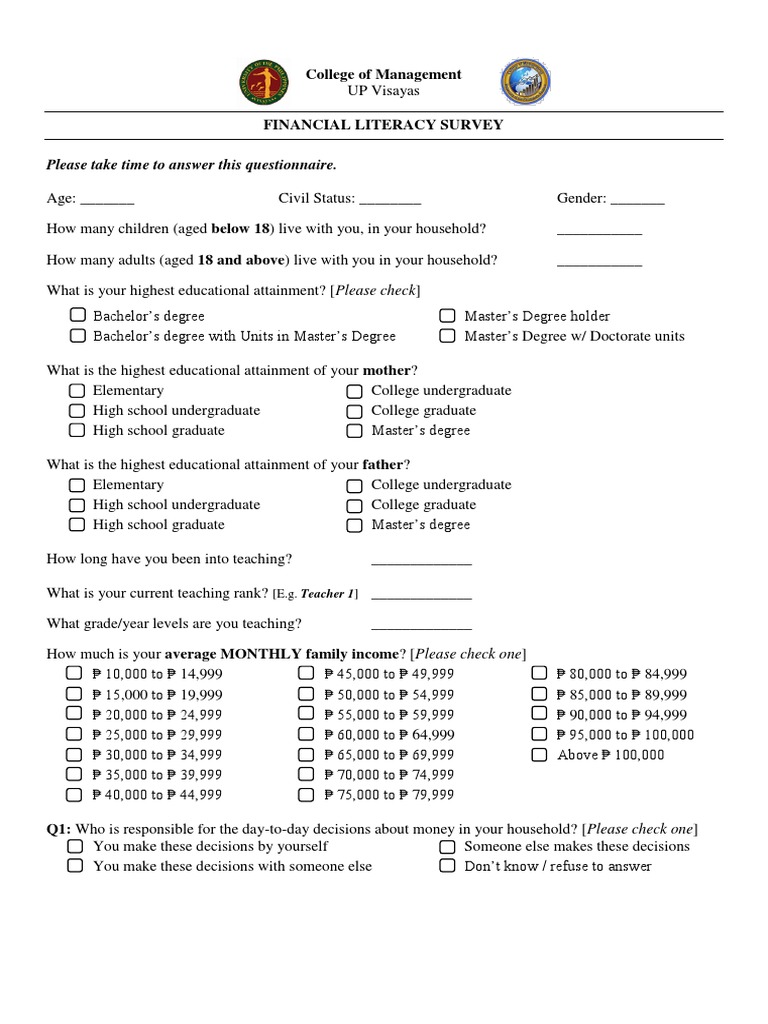 Please Take Time To Answer This Questionnaire.: College of Management ...