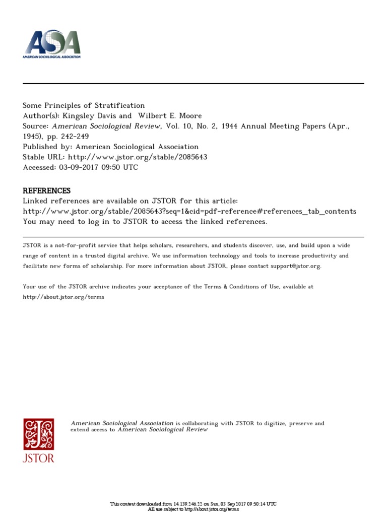 Davis and Moore | PDF | Social Stratification | Social Inequality