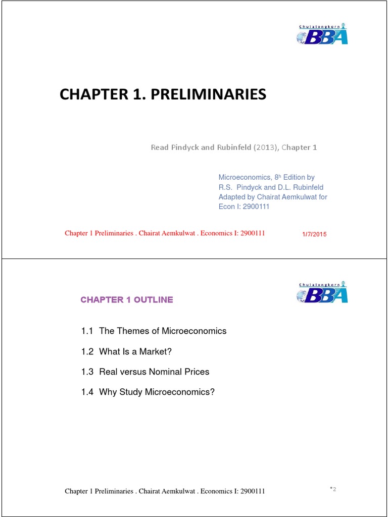 Chapter 1. Preliminaries: Read Pindyck and Rubinfeld (2013), Chapter 1 ...