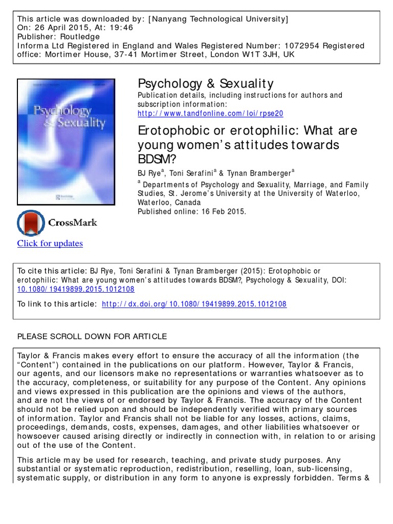 Tony Serafini Et Al - Erotophobic or Erotophilic - What Are Young Women ...
