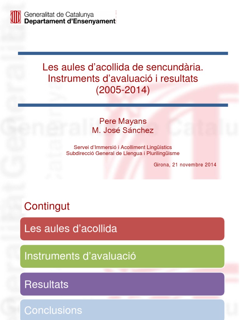 Aules D'acollida de Secundària - Instruments D'avaluació I Resultats | PDF