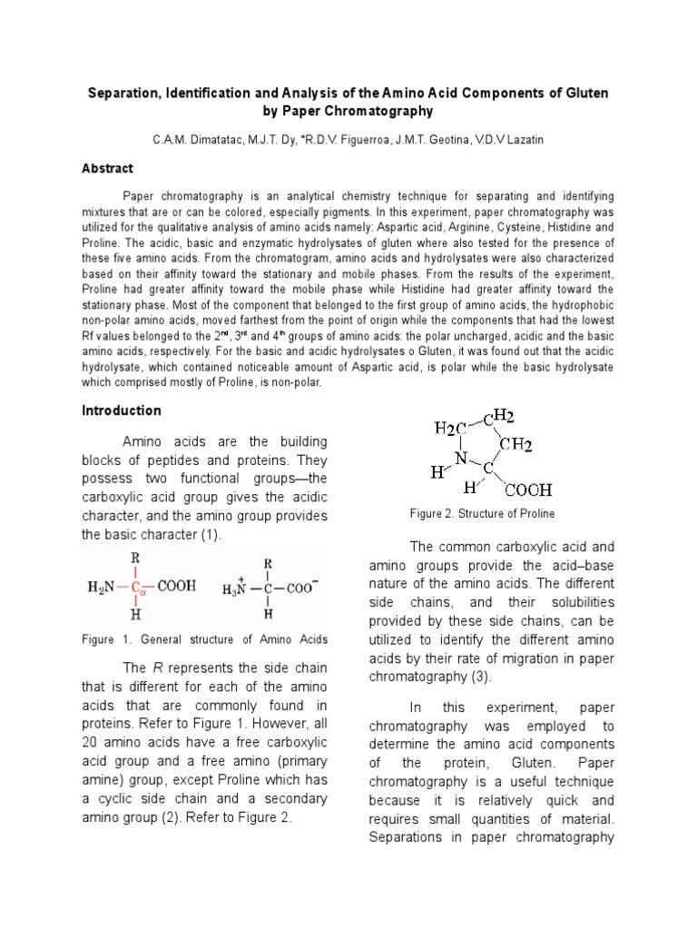 Separation and Identification of Amino Acids by Paper Chromatography ...