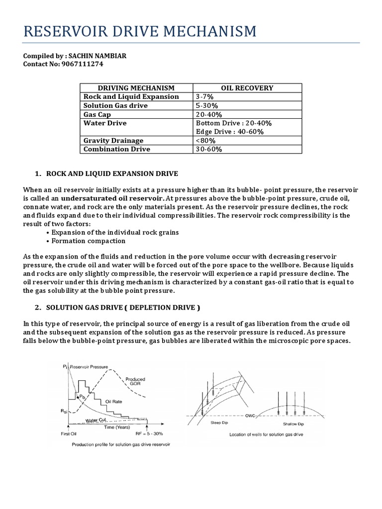 Reservoir Drive Mechanism | PDF | Petroleum Reservoir | Gases