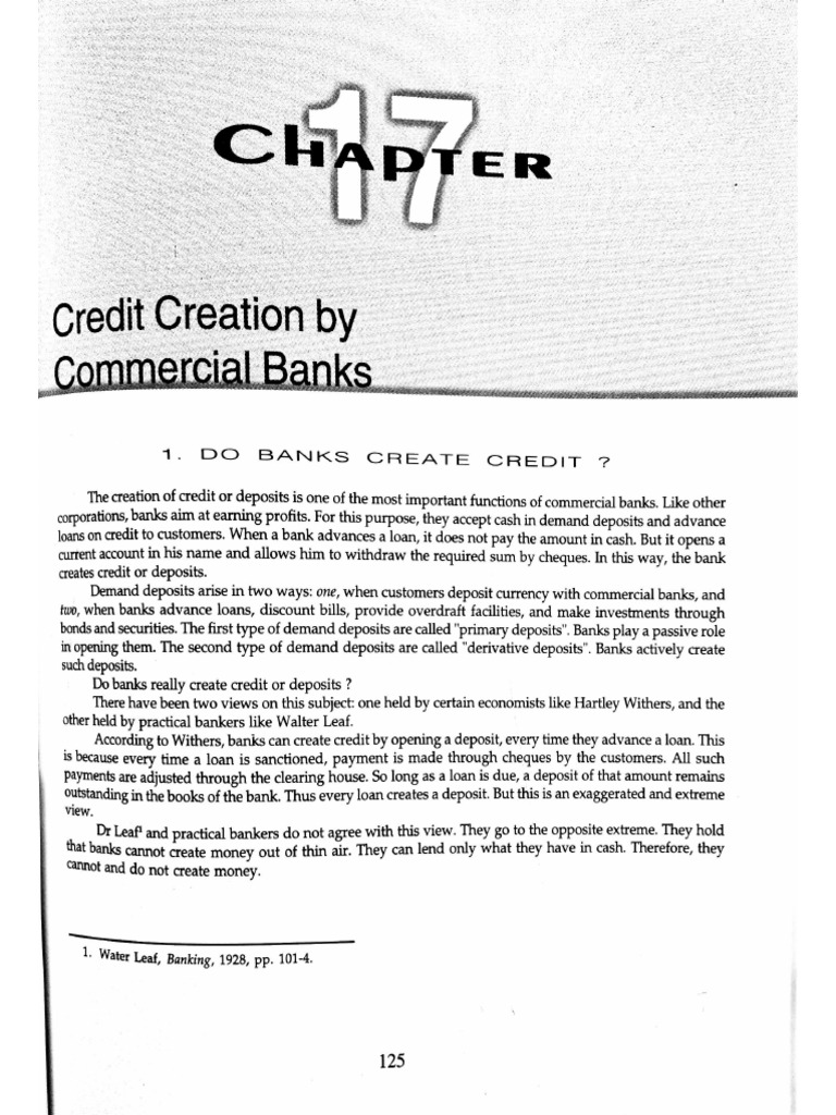 Credit Creation by Commercial Banks - Intro | PDF | Banking | Financial ...