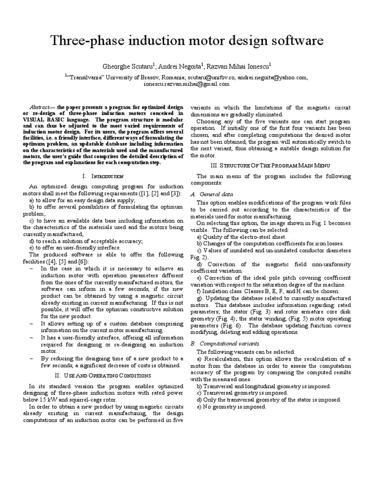 Three-Phase Induction Motor Design Software | PDF | Electric Motor ...