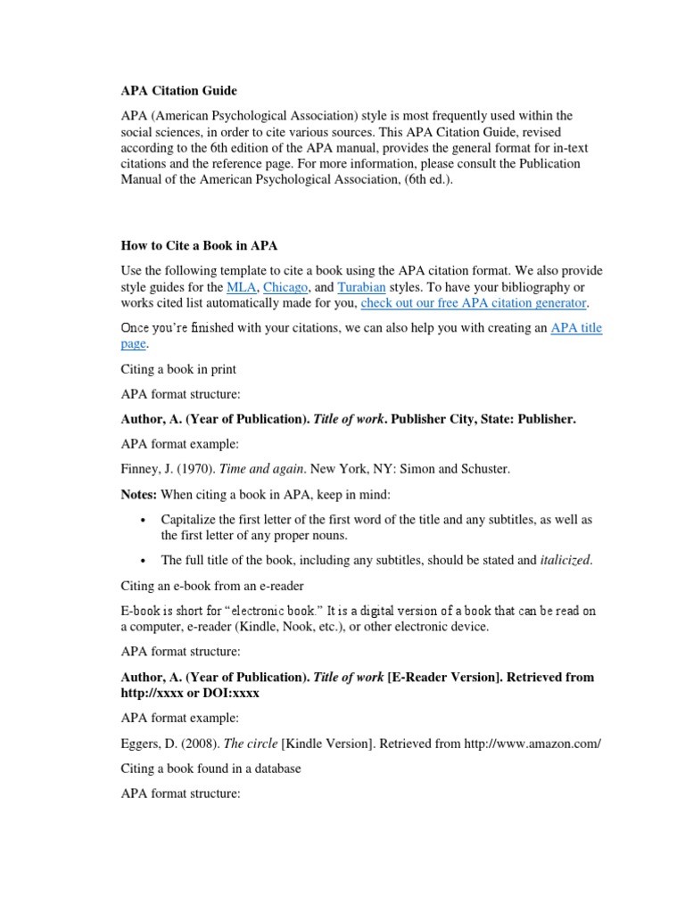 APA Citation Guide | PDF | Citation | Apa Style