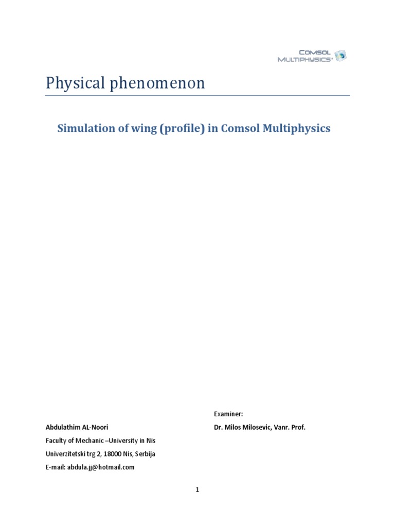 Wing Aerodynamics Simulation in COMSOL | PDF | Aerodynamics | Lift (Force)