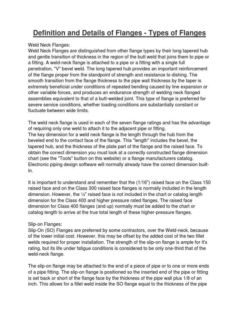 Definition and Details of Flanges - Types of Flanges | PDF | Pipe ...