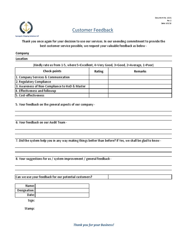 10.01 Customer Feedback | PDF