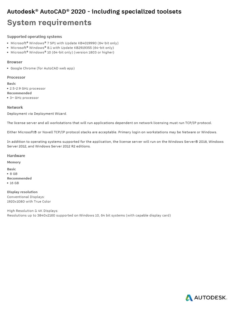 Autocad 2020 System Requirements A4 en | PDF | Auto Cad | Arc Gis