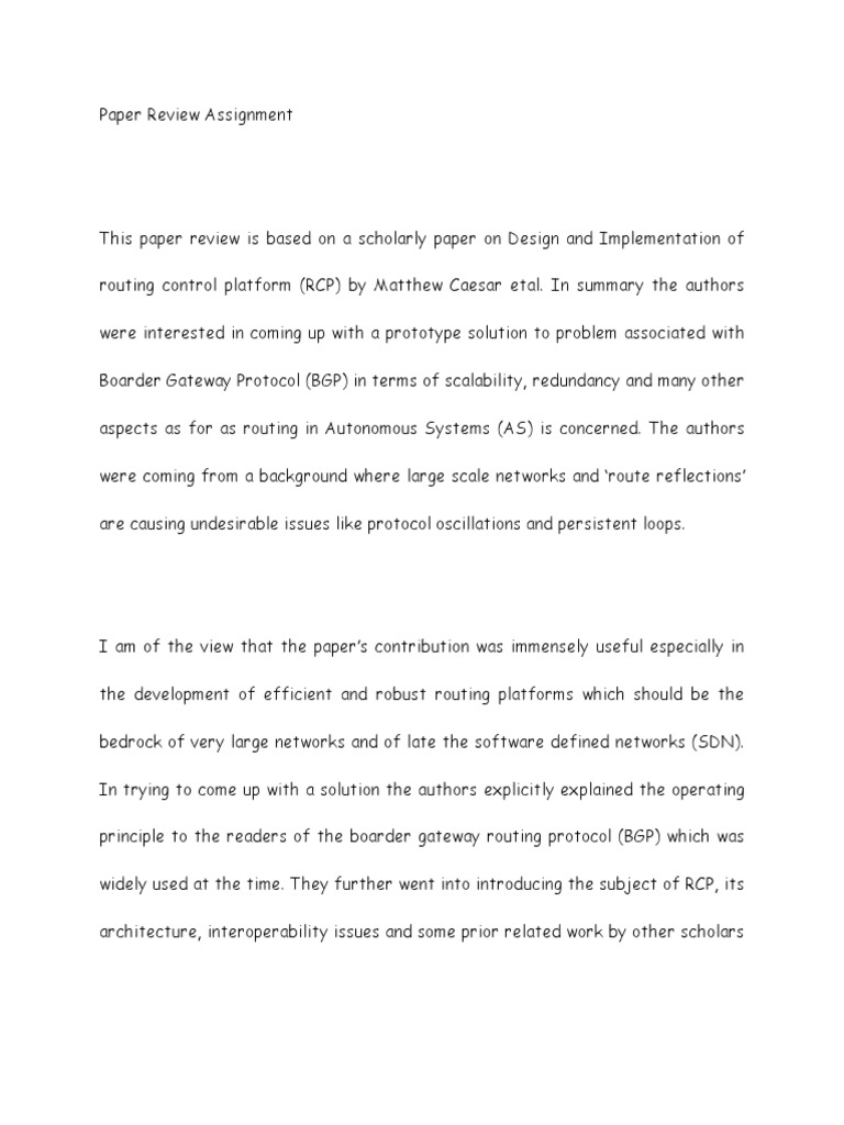 Paper Review Assignment | PDF