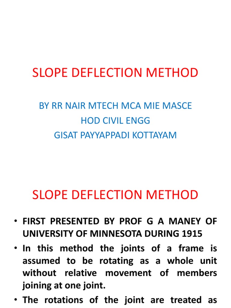 Slope Deflection Method Overview | PDF | Beam (Structure) | Bending
