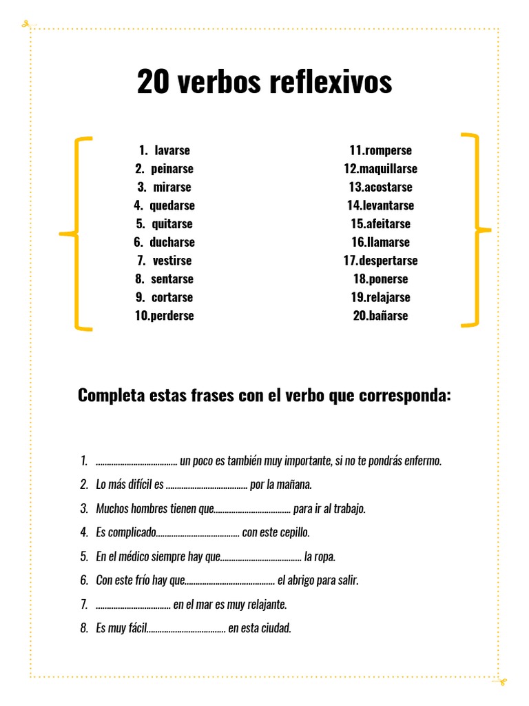 20 Verbos Reflexivos en Español | PDF
