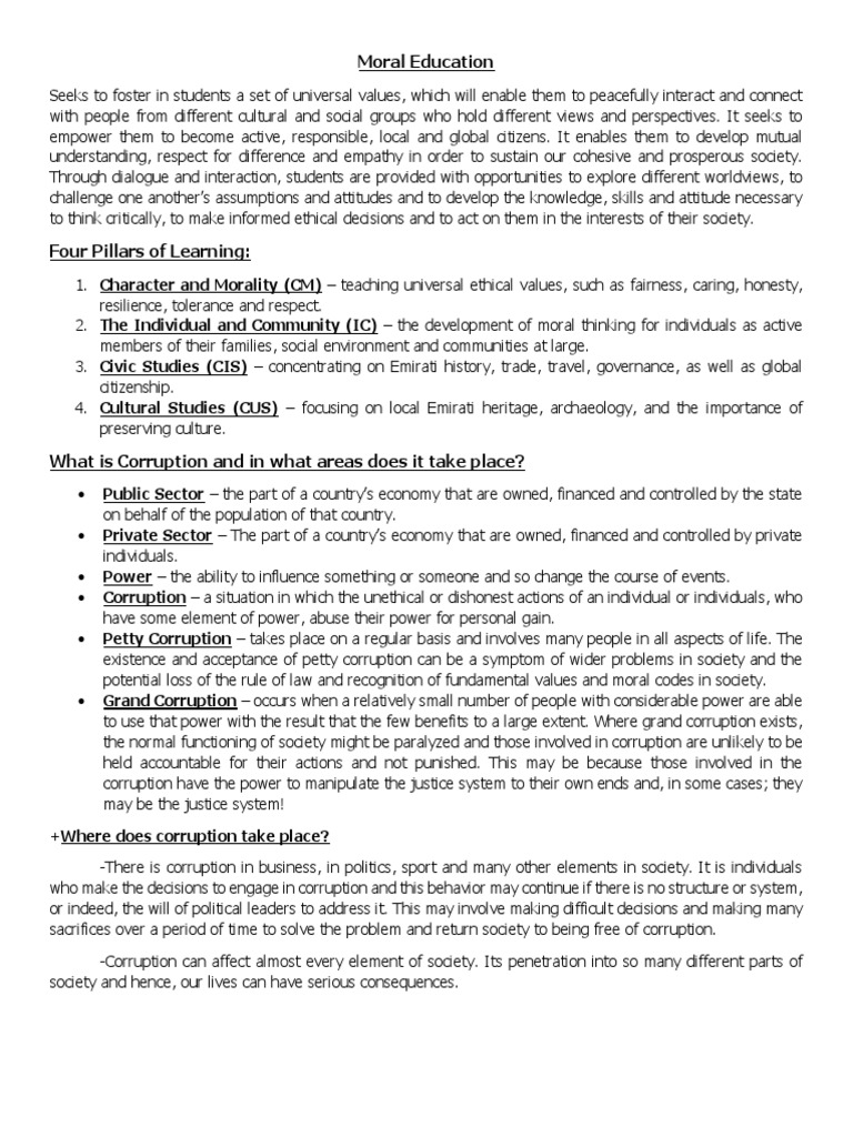 Moral Education | PDF | Corruption | Justice