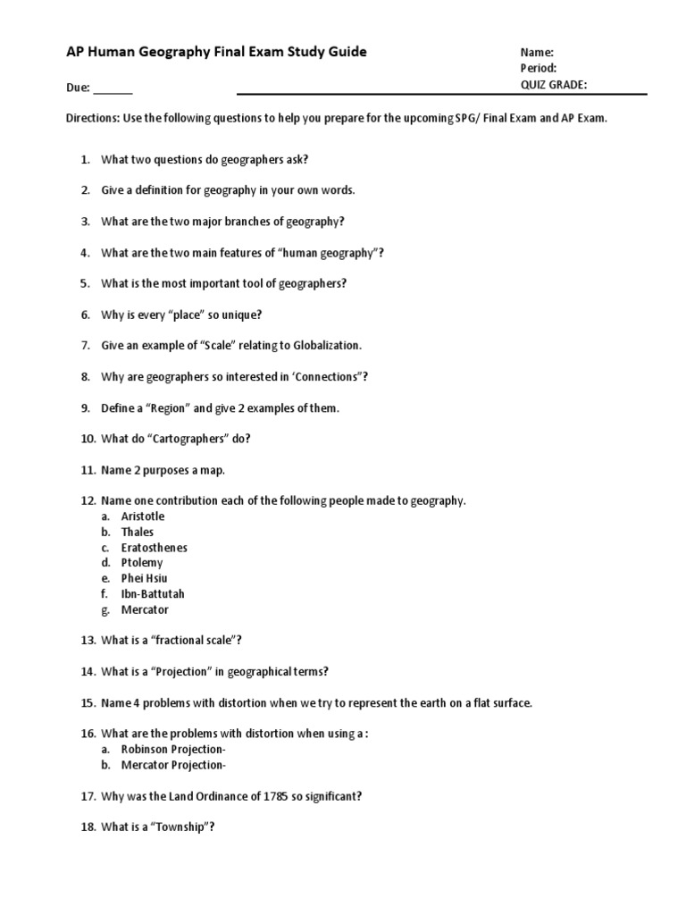 AP Human Geography Final Exam Study Guide | PDF | Geography | Map