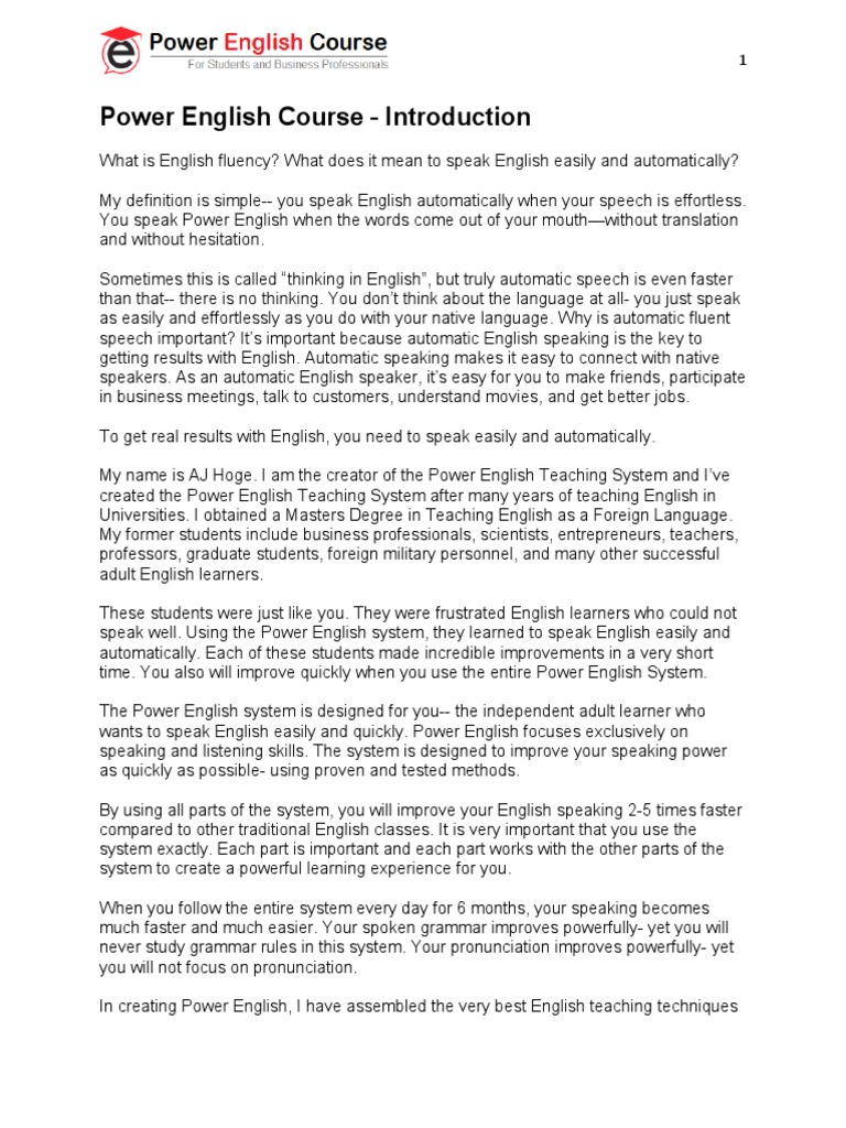 Power English | PDF | Fluency | English As A Second Or Foreign Language