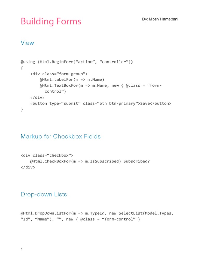 Building Forms Cheat Sheet | PDF | Computers