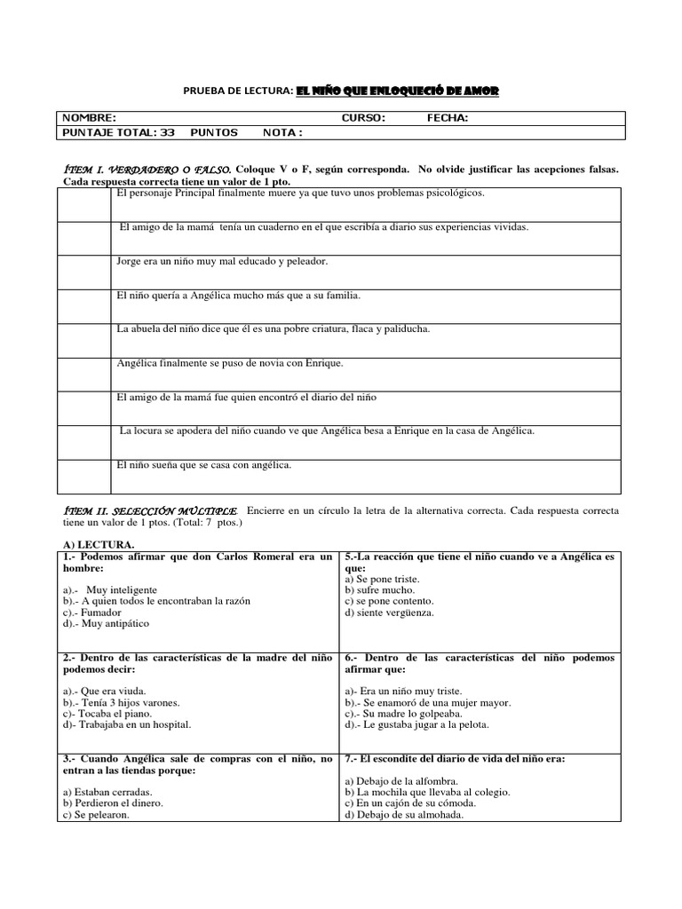 Prueba El Nino Que Enloquecio de Amor | PDF