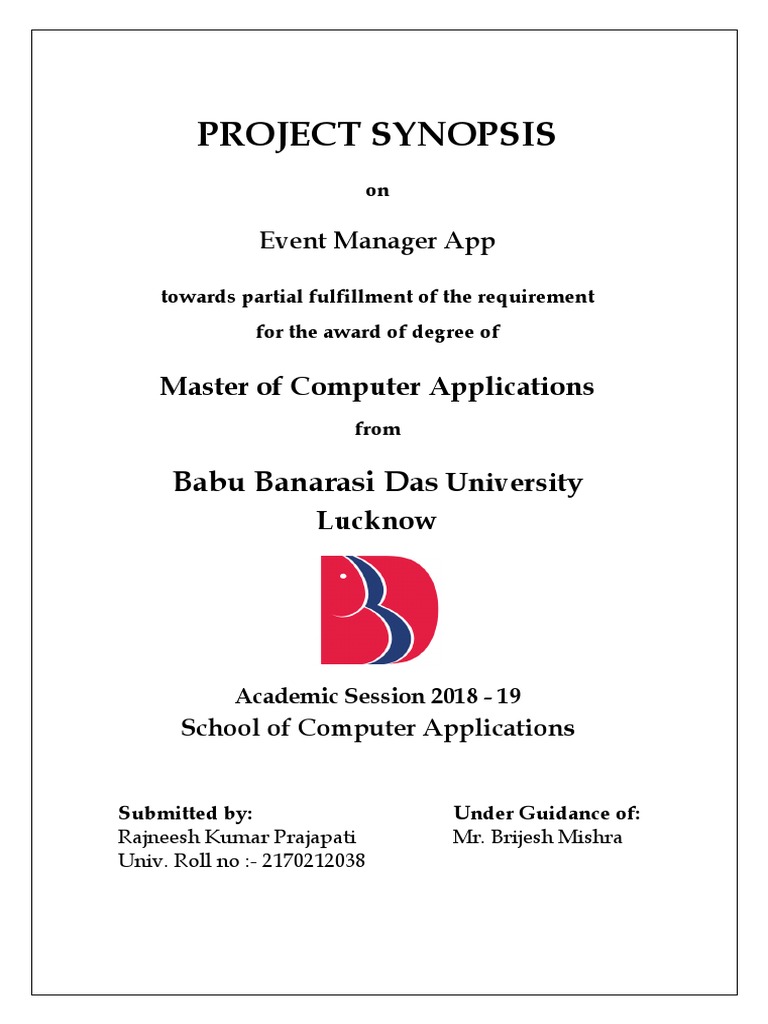 Mca Format of Cover Page of Synopsis (2016-19) | PDF
