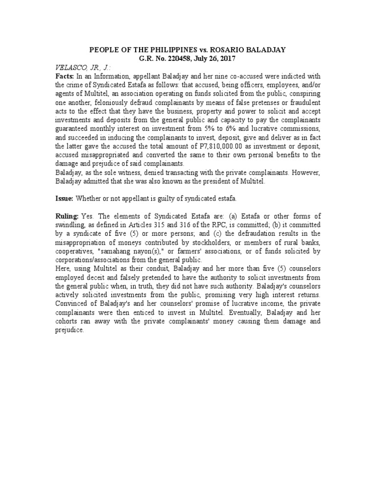 PP Vs Baladjay | PDF