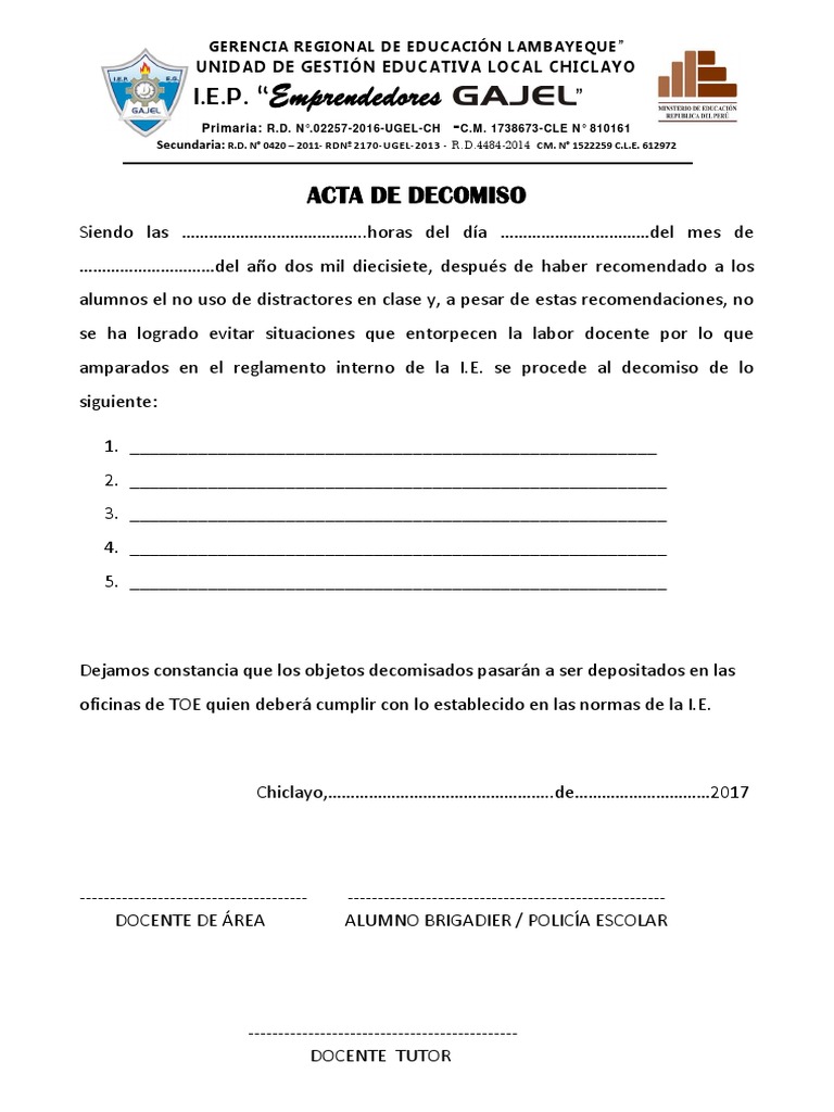 Acta de Decomiso | PDF