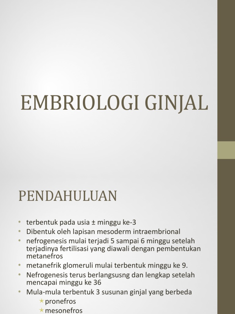 Embriologi Ginjal, Nutrisi Dan Cairan Elektrolit PDF | PDF