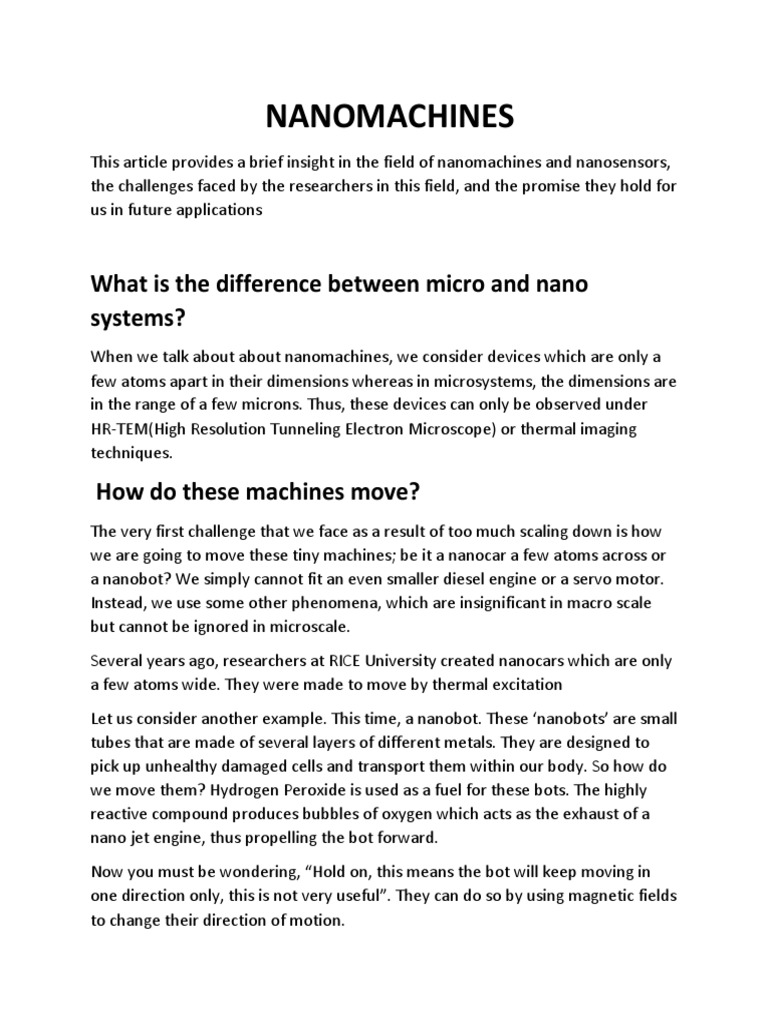 Nanomachines: What Is The Difference Between Micro and Nano Systems ...