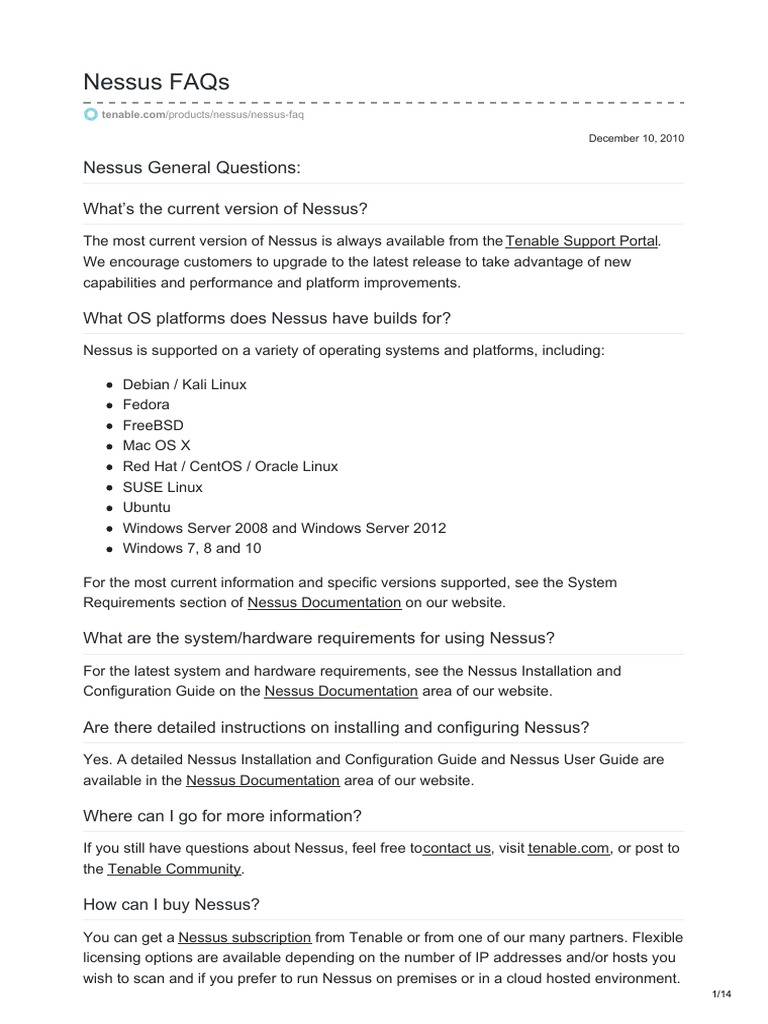 Nessus Faqs Pdf Operating System Linux