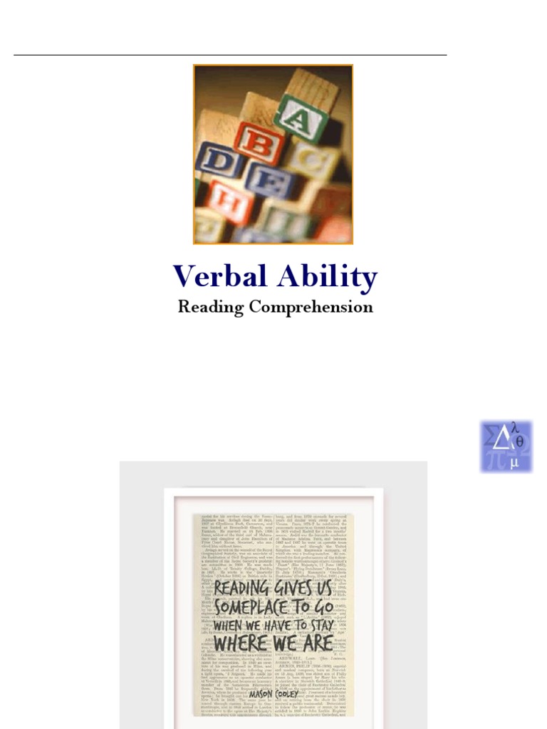 Verbal Ability: Reading Comprehension | PDF | Reading Comprehension ...